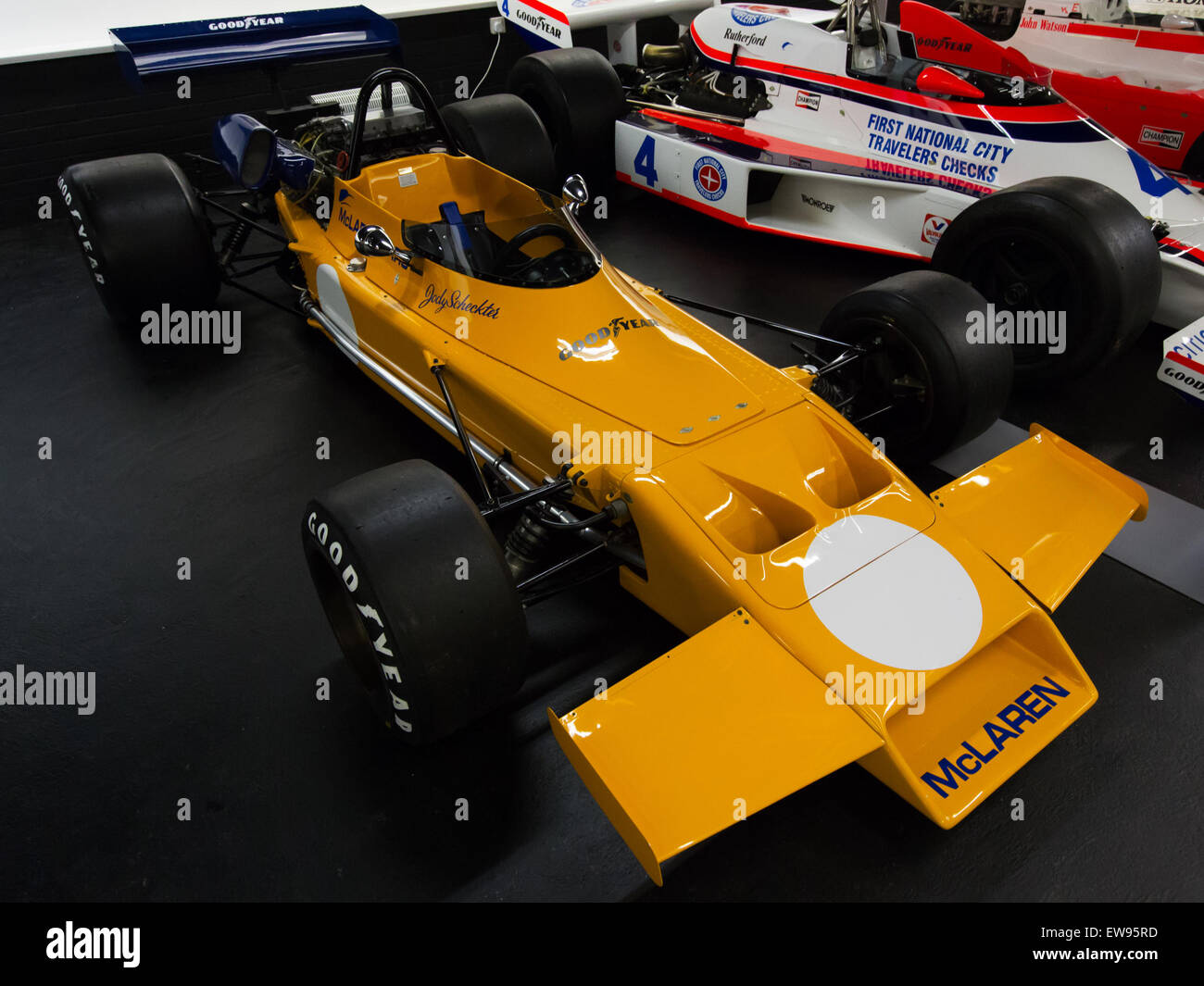 The McLaren M21, displayed at the Donington Grand Prix Collection, a ...