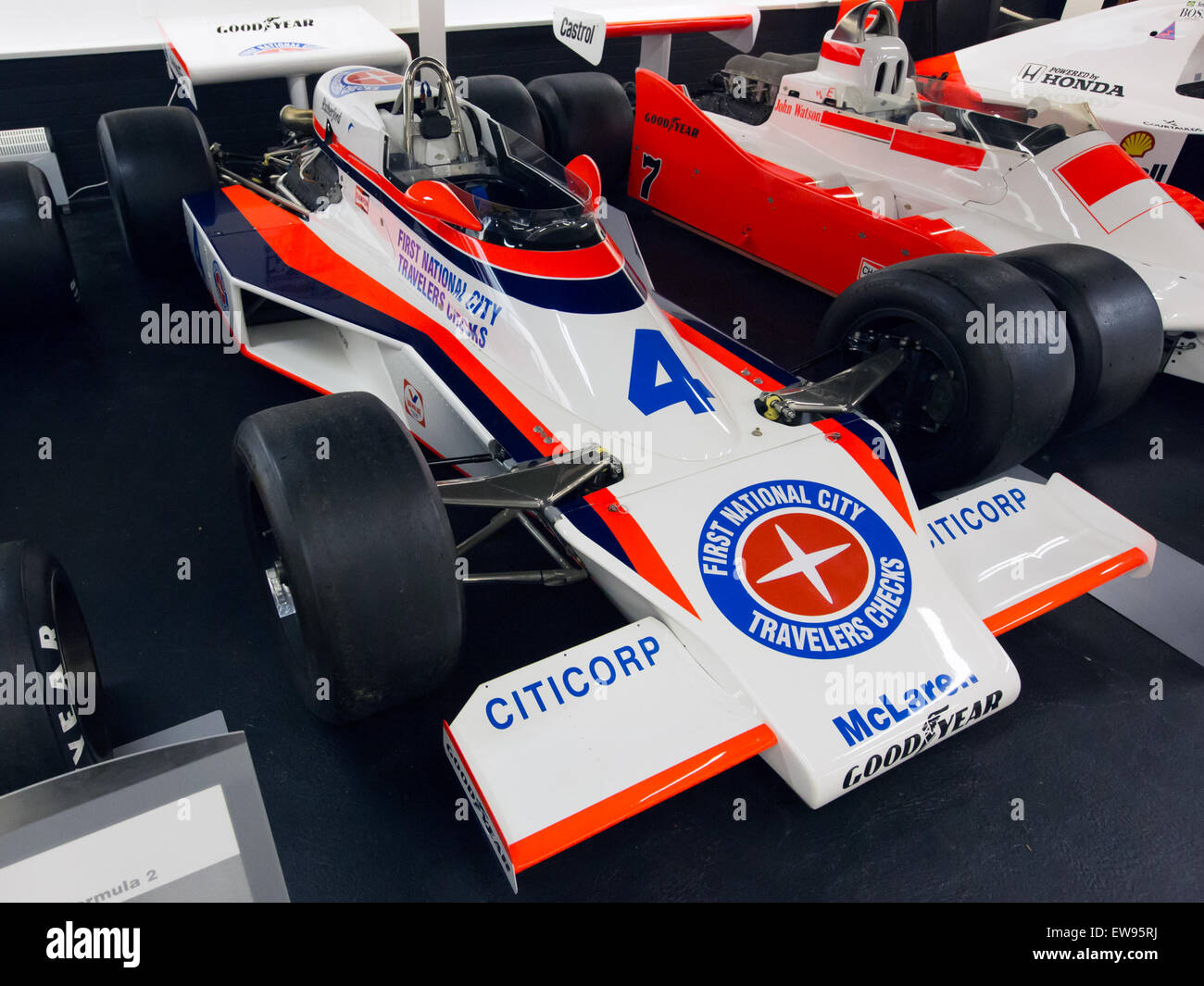The McLaren M24, displayed at the Donington Grand Prix Collection ...