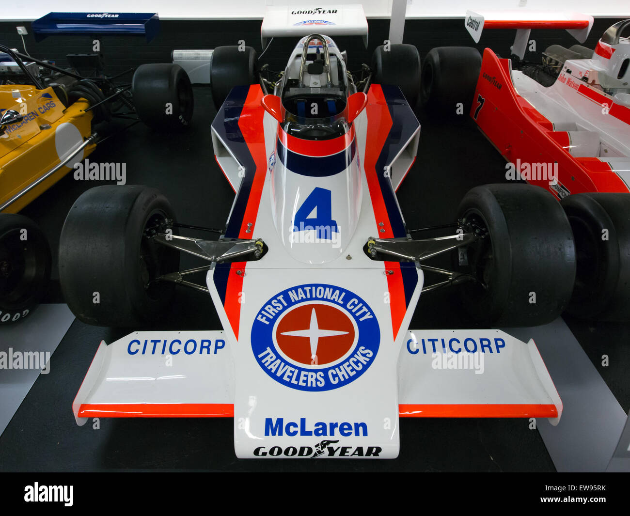 The McLaren M24, displayed at the Donington Grand Prix Collection, a ...