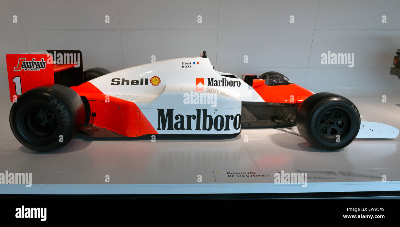 The McLaren MP4-2C, displayed at the Porsche Museum, a dominant Formula ...