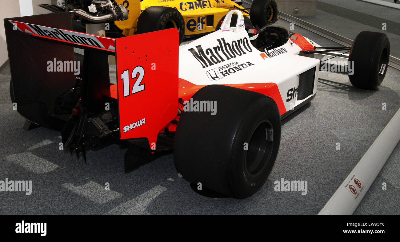 The McLaren MP4-4, displayed at the Honda Collection Hall, a dominant ...
