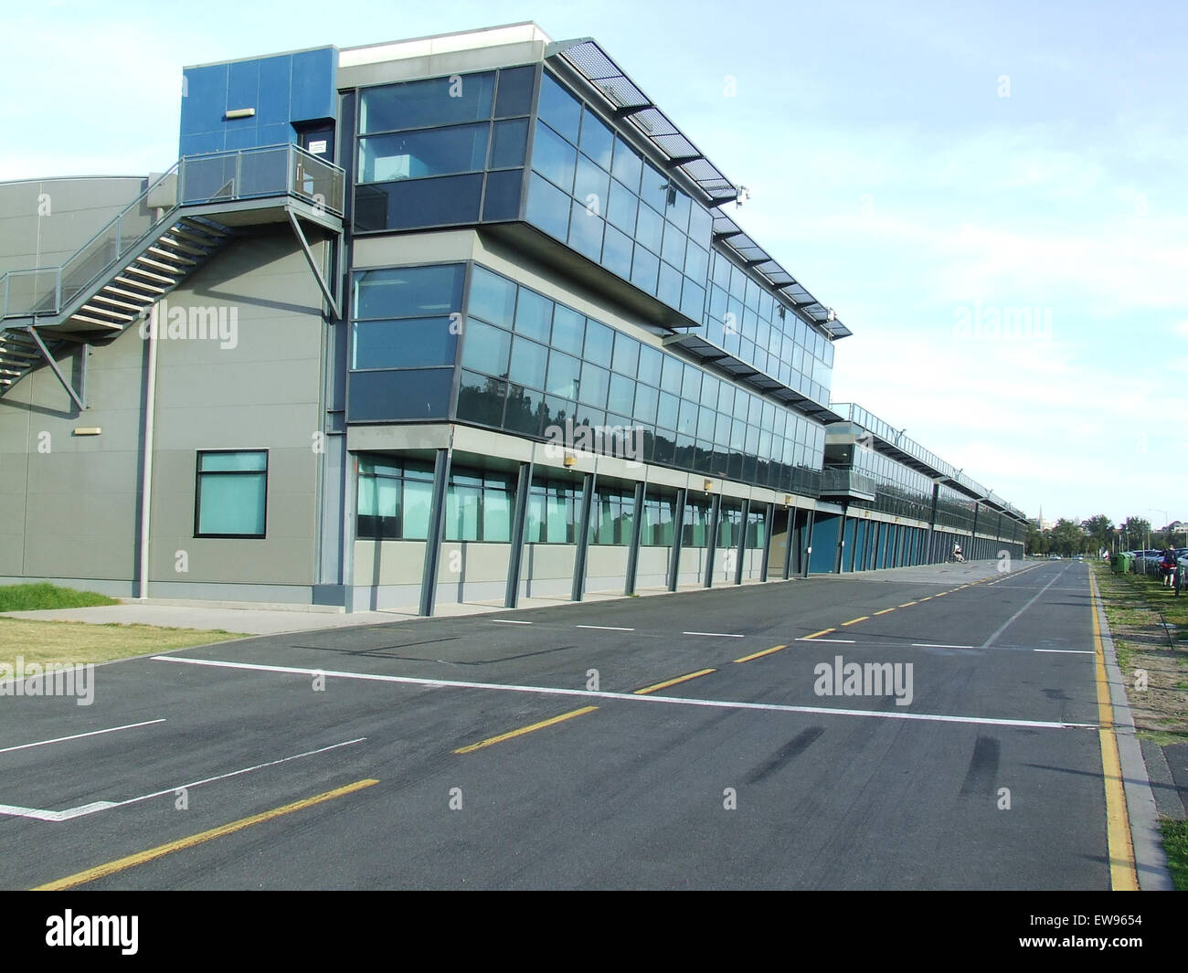 Melbourne Grand Prix Circuit pit building Stock Photo - Alamy