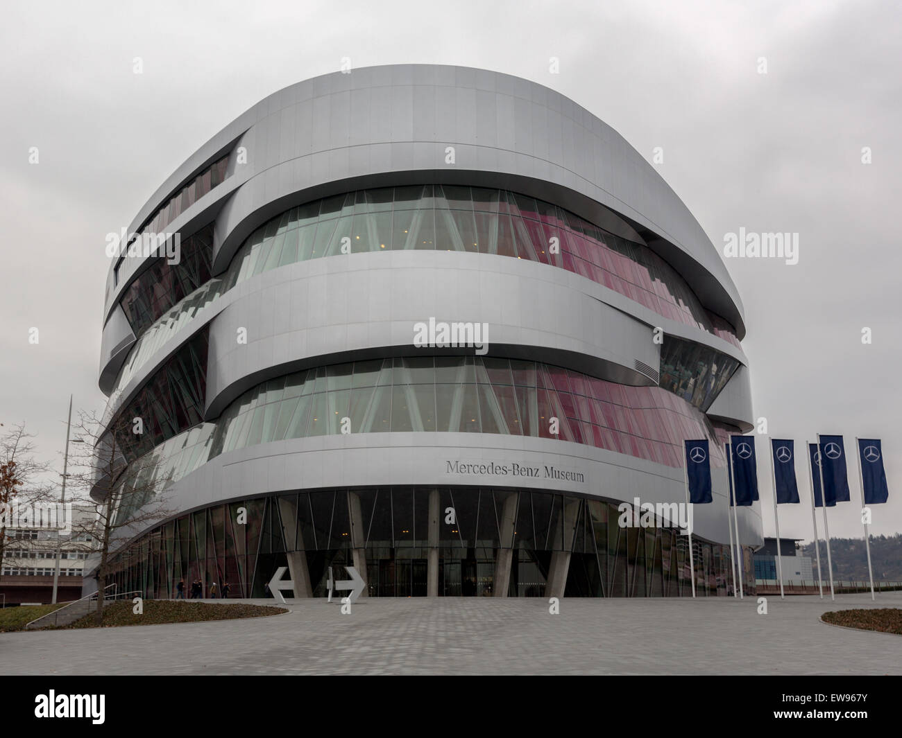 A wide-angle view of the Mercedes-Benz Museum in Stuttgart ...
