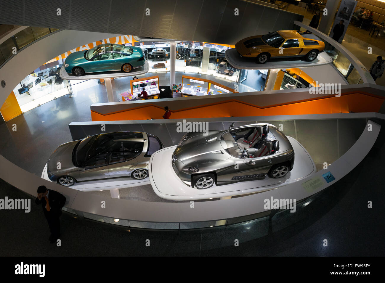 The Mercedes-Benz Museum interior, photographed in March 2013 ...