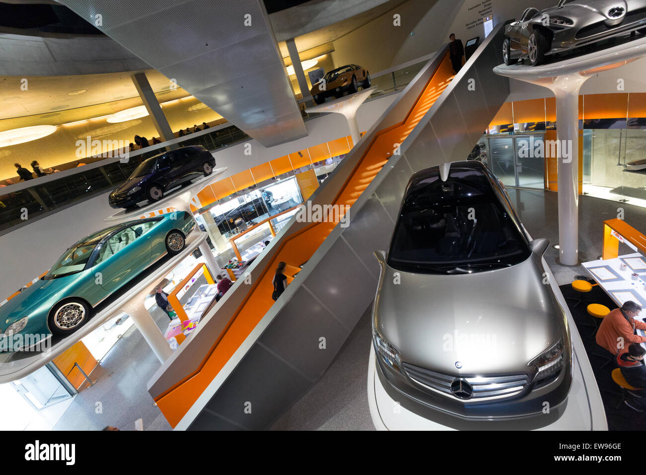 Inside the Mercedes-Benz Museum, showcasing the evolution of automotive ...