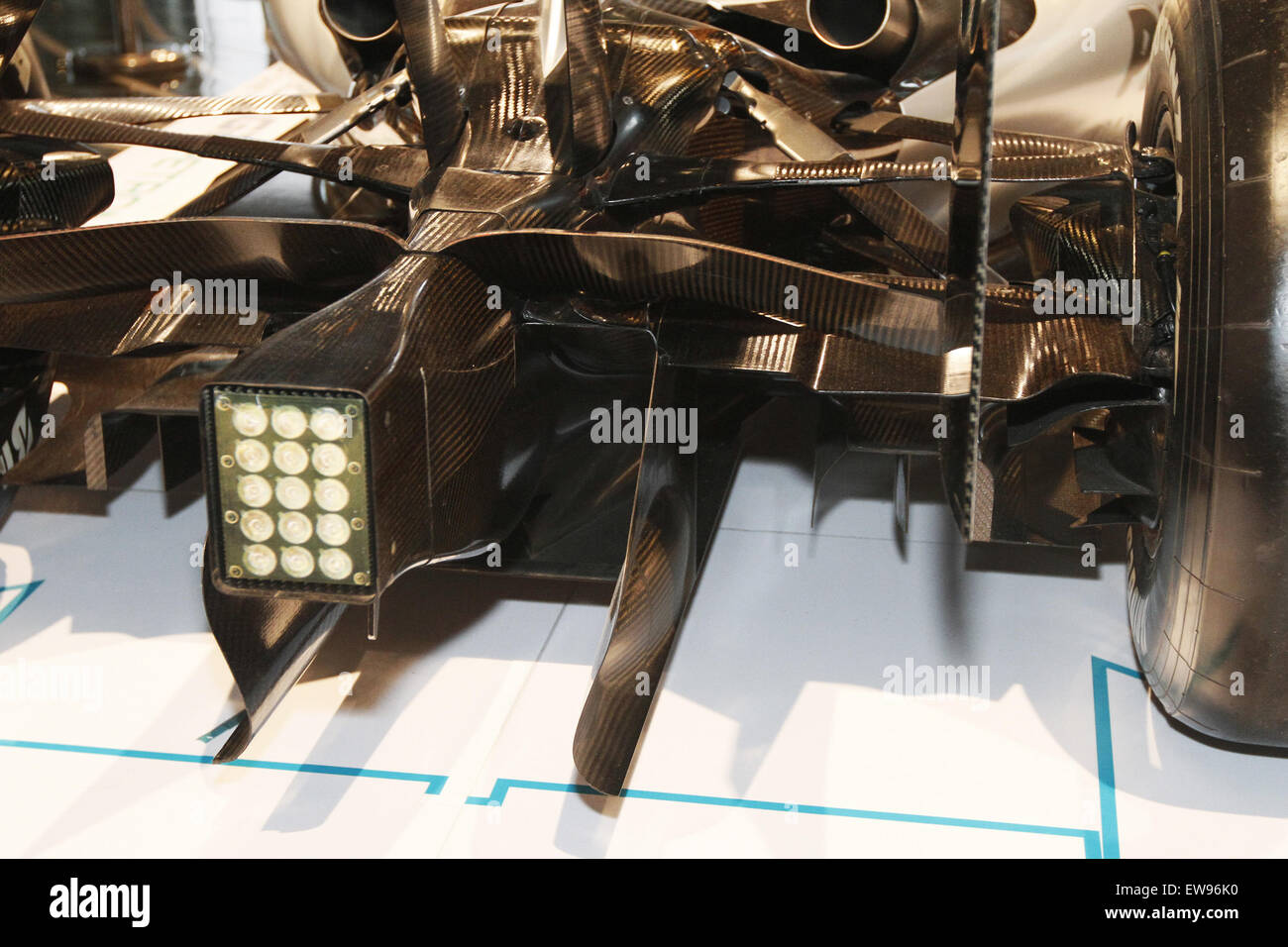 The Mercedes MGP W01 show car diffuser, an example of early aerodynamic ...