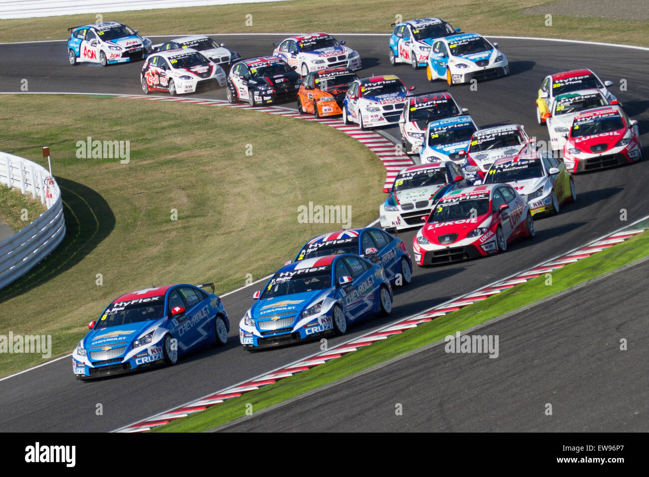 The opening lap of Race 1 at the 2012 WTCC Race of Japan, with touring ...