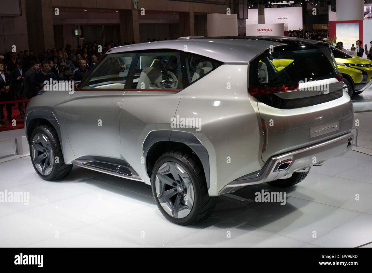 The rear-left view of the Mitsubishi Concept GC-PHEV, displayed at the ...