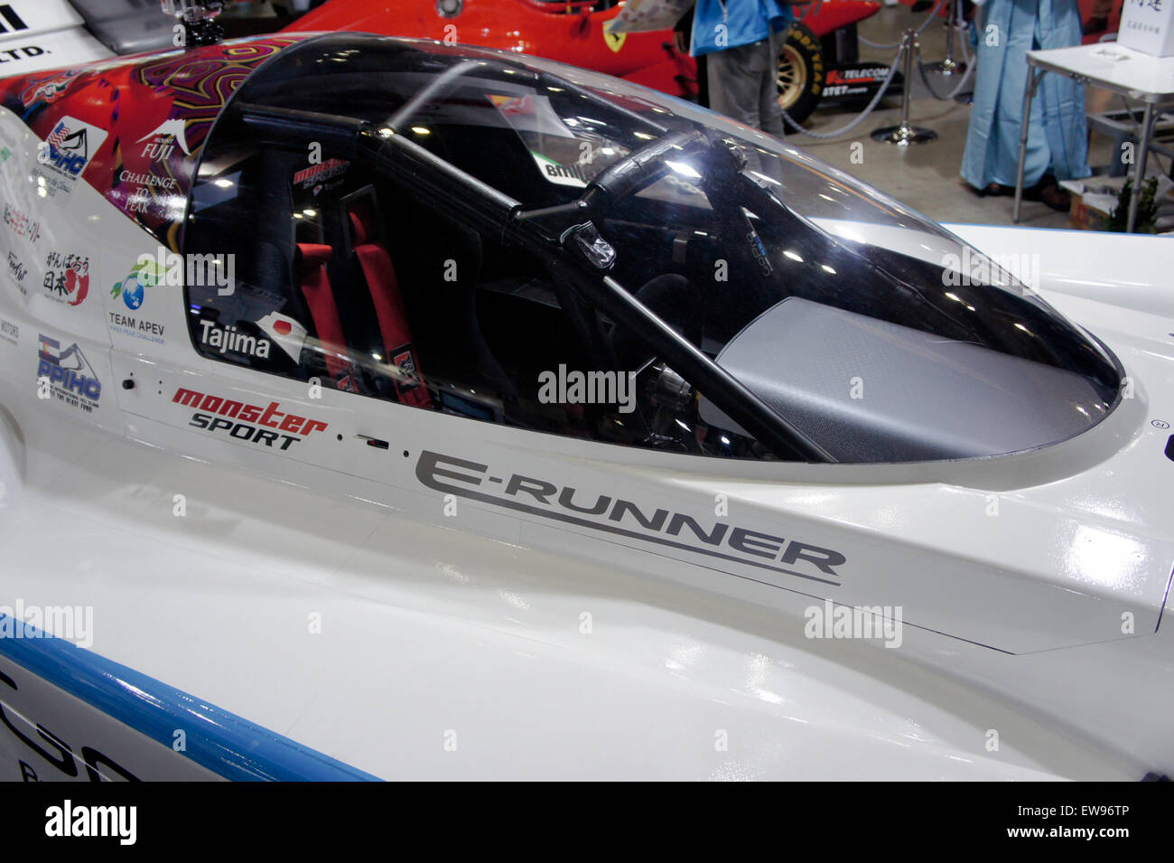 The cockpit of the Monster Sport E-Runner Pikes Peak Special, displayed ...