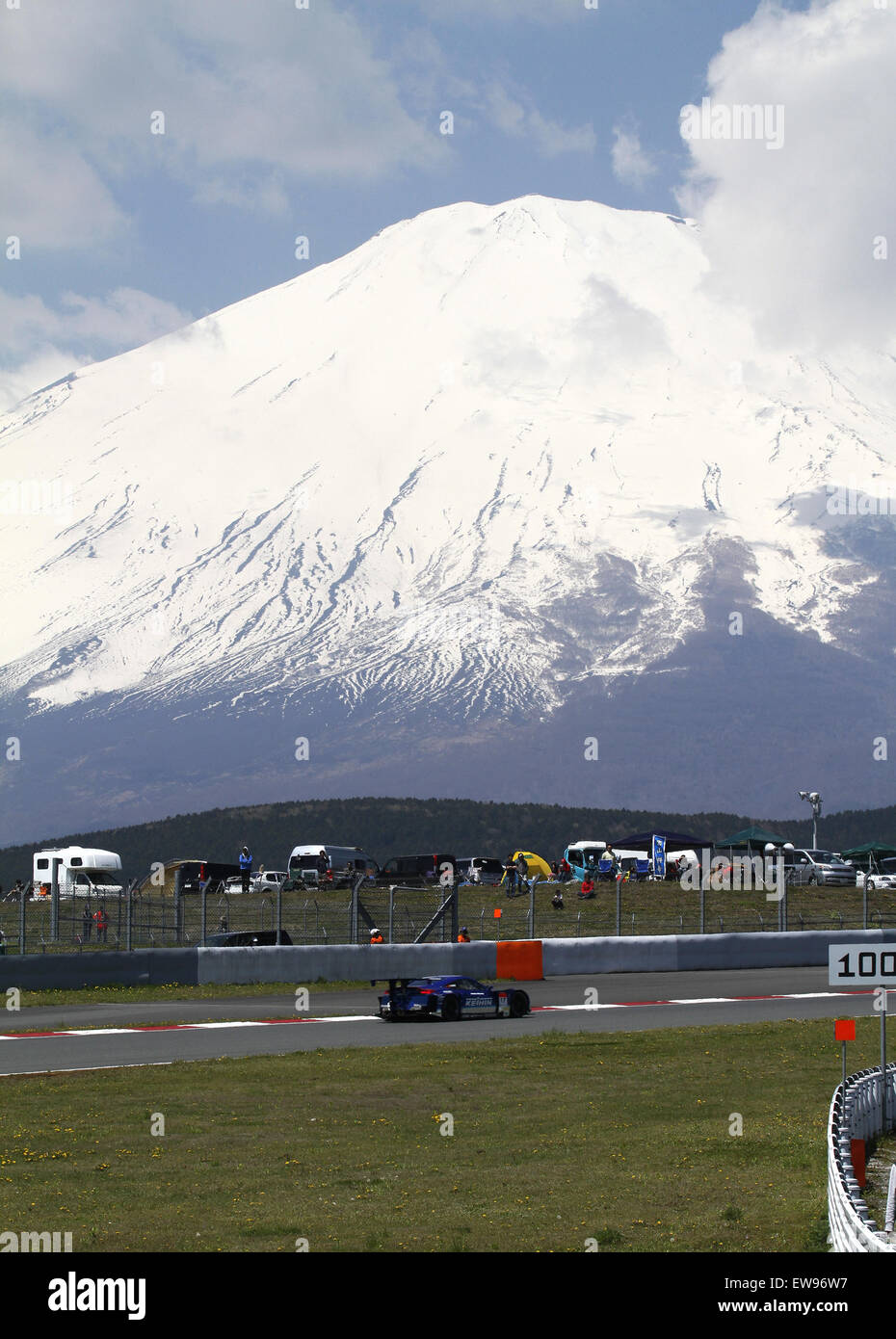 A stunning view of Mount Fuji during the 2010 Super GT Fuji 400km race ...