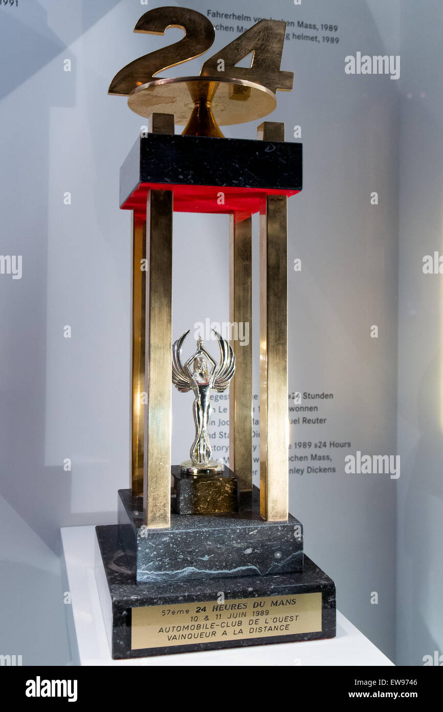 The 1989 winner’s trophy from the 24 Hours of Le Mans, displayed at the ...