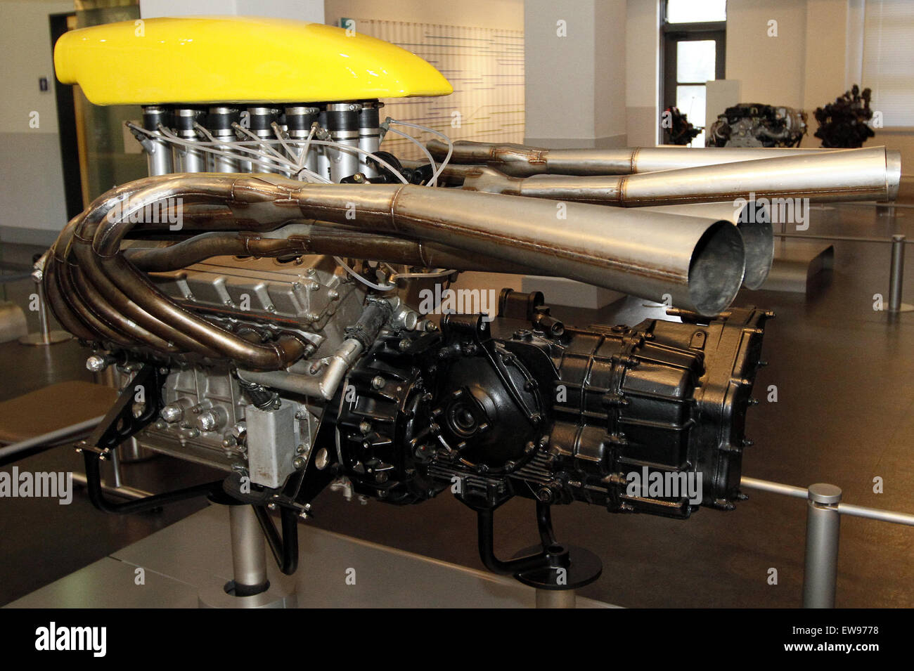 The Nissan GRX-II engine, displayed at the Nissan Engine Museum, a high ...