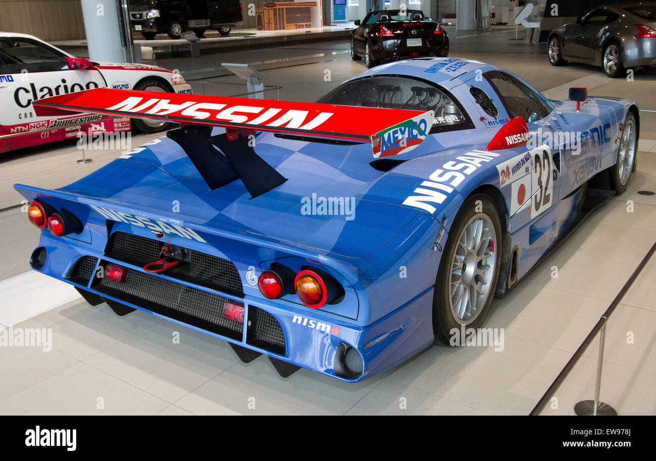 The rear-right view of the 1998 Nissan R390 GT1, displayed at the 2012 Nissan Global ...