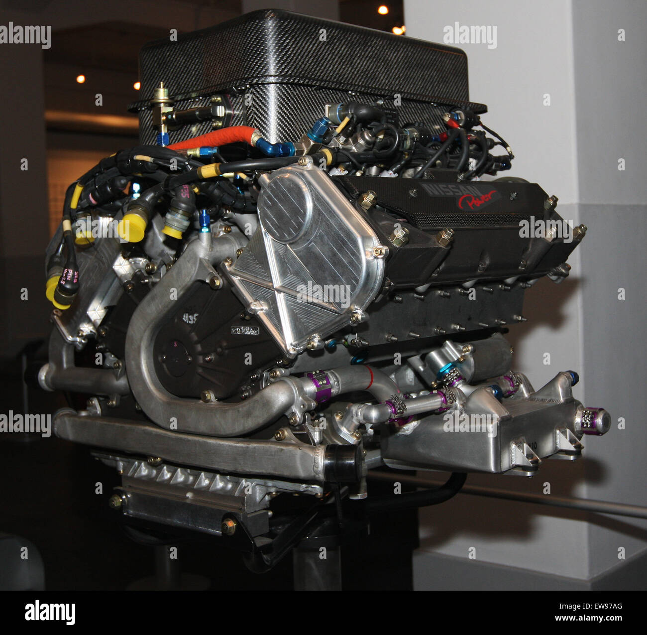 Front view of the Nissan VRH50A engine displayed at the Nissan Engine ...