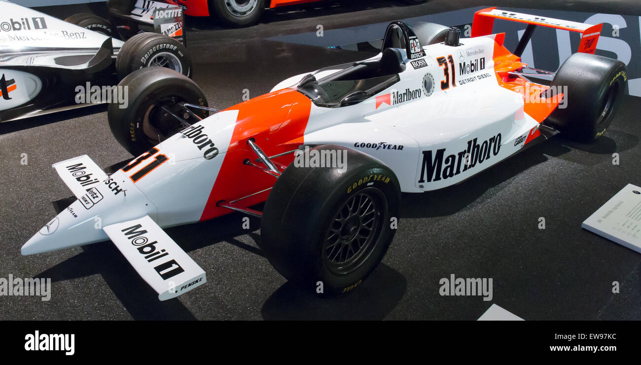 The Penske PC-23, displayed at the Mercedes-Benz Museum, an iconic ...