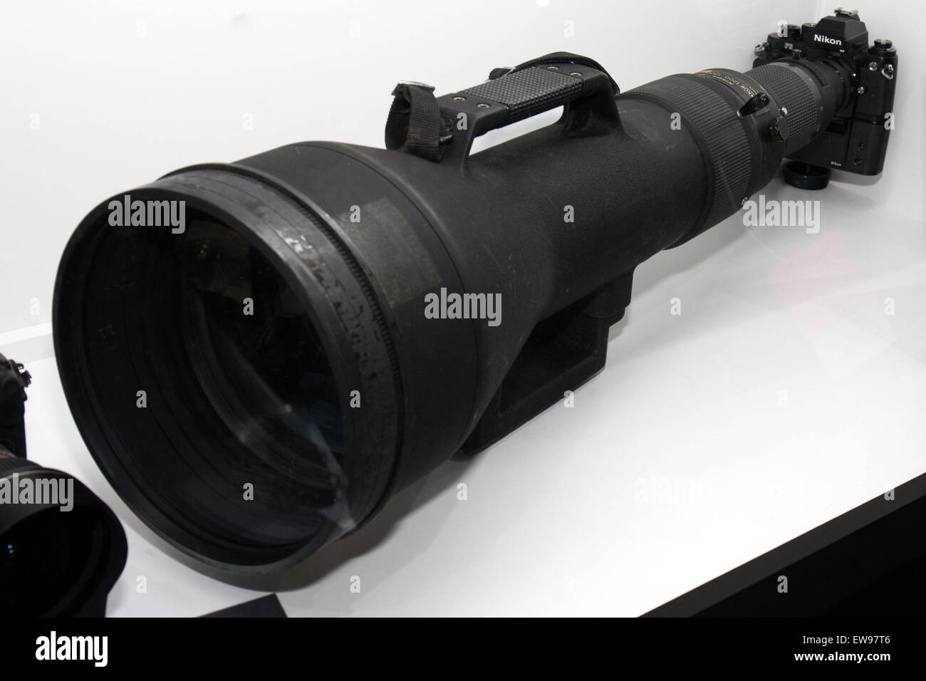 The AI Zoom-Nikkor 1200-1700mm f/5.6-8P IF-ED lens displayed at CP+ ...
