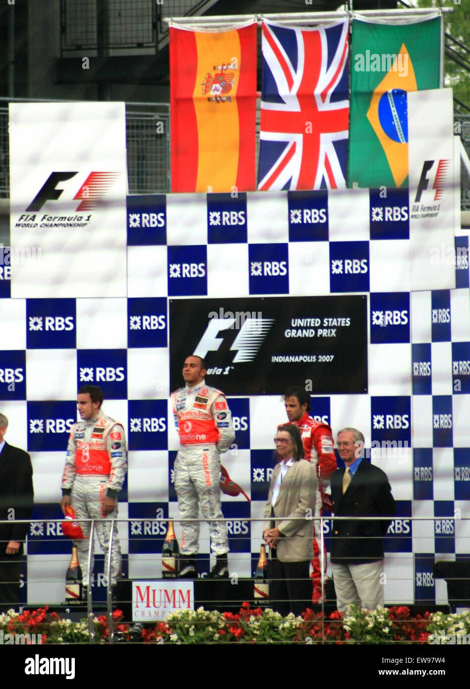 The podium celebration of the 2007 United States Grand Prix at ...
