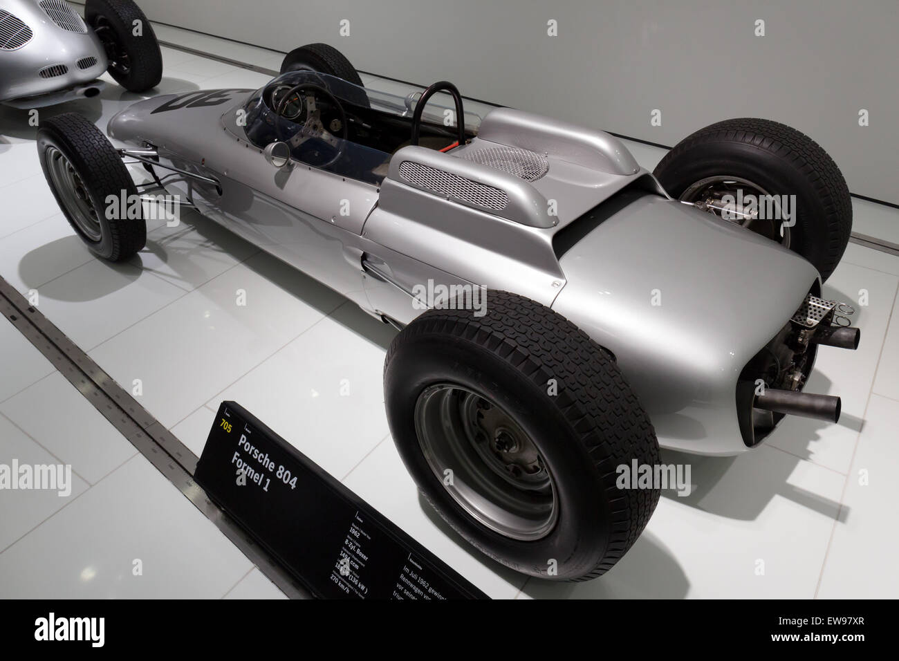 The Porsche 804, displayed at the Porsche Museum, a Formula 1 car that ...