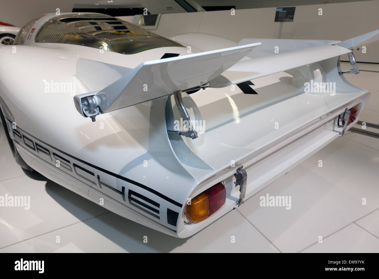 The rear wing of the Porsche 908 LH Coupe, displayed at the Porsche ...