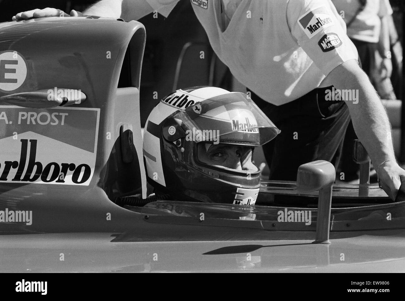 Alain Prost competing in the 1991 United States Grand Prix, driving for ...