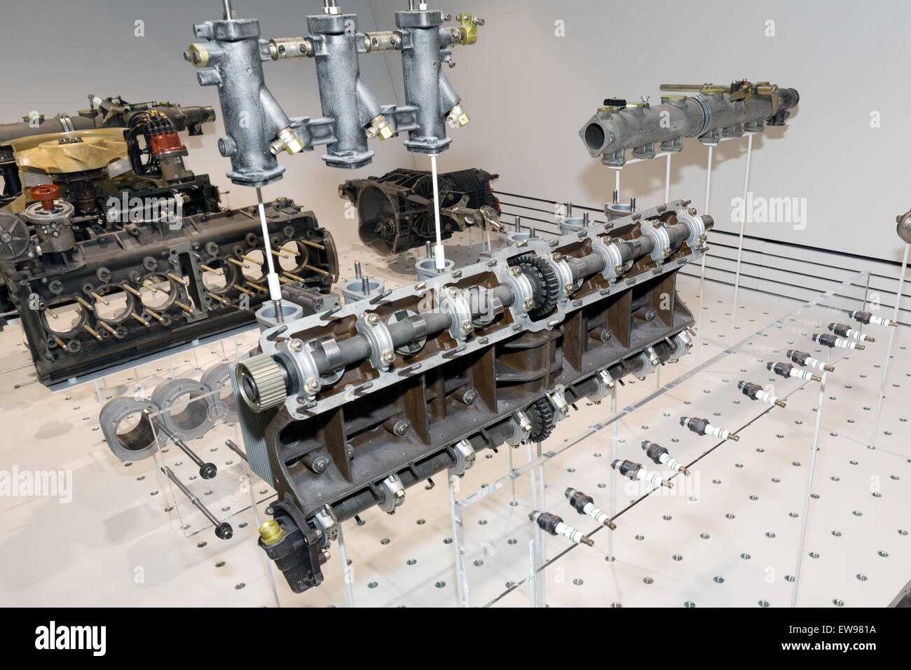 A cutaway of the Porsche 912 engine used in the 917-30, displayed at ...