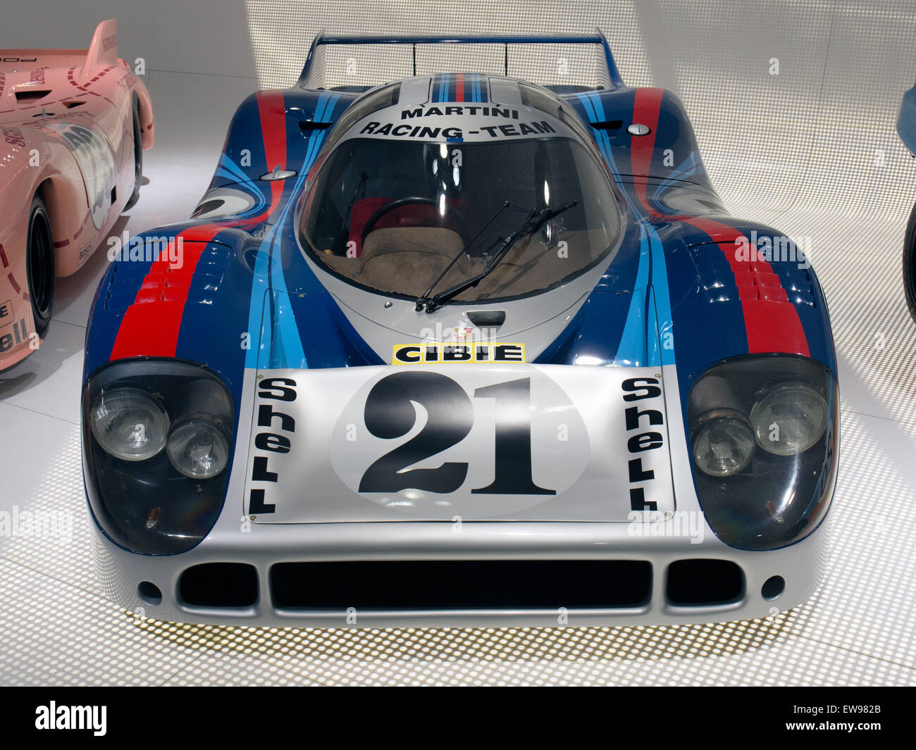 The front view of the Porsche 917LH, displayed at the Porsche Museum ...