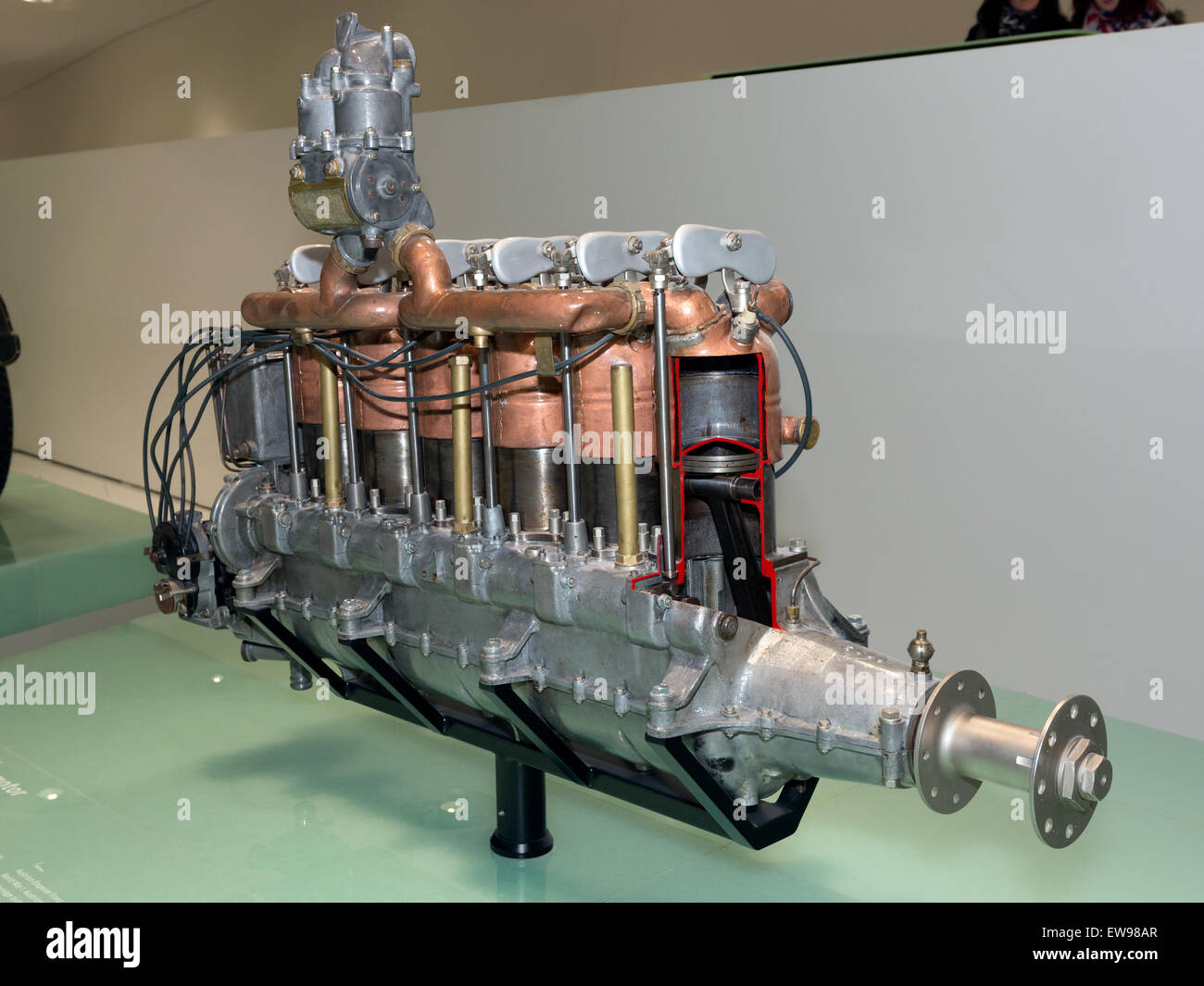 Front-right view of the 1912 Porsche aircraft engine displayed at the ...