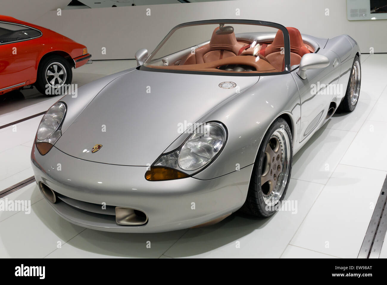 The front-left view of the Porsche Boxster Concept, displayed at the ...