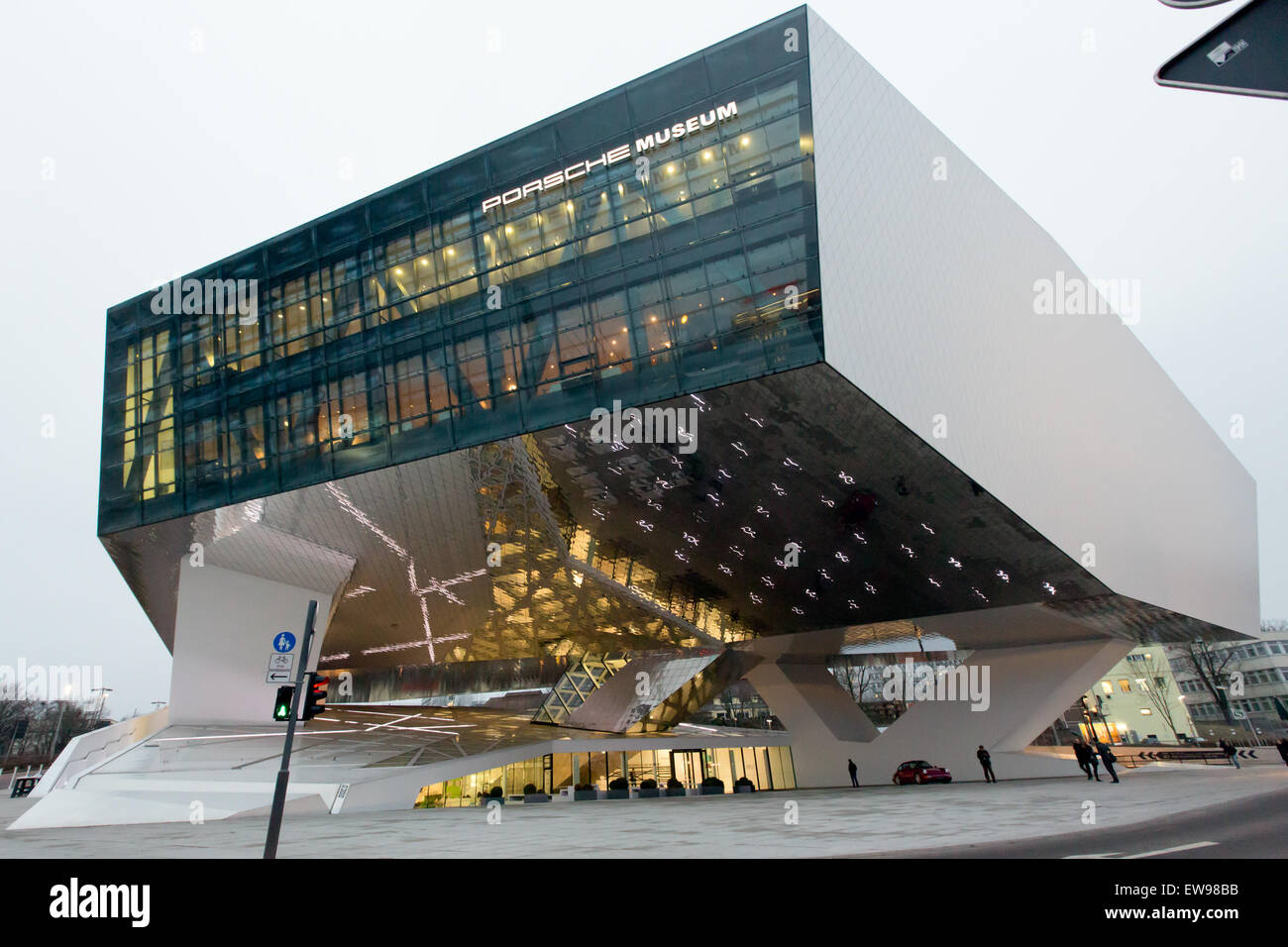 The entrance of the Porsche Museum in March 2013 captures the essence ...