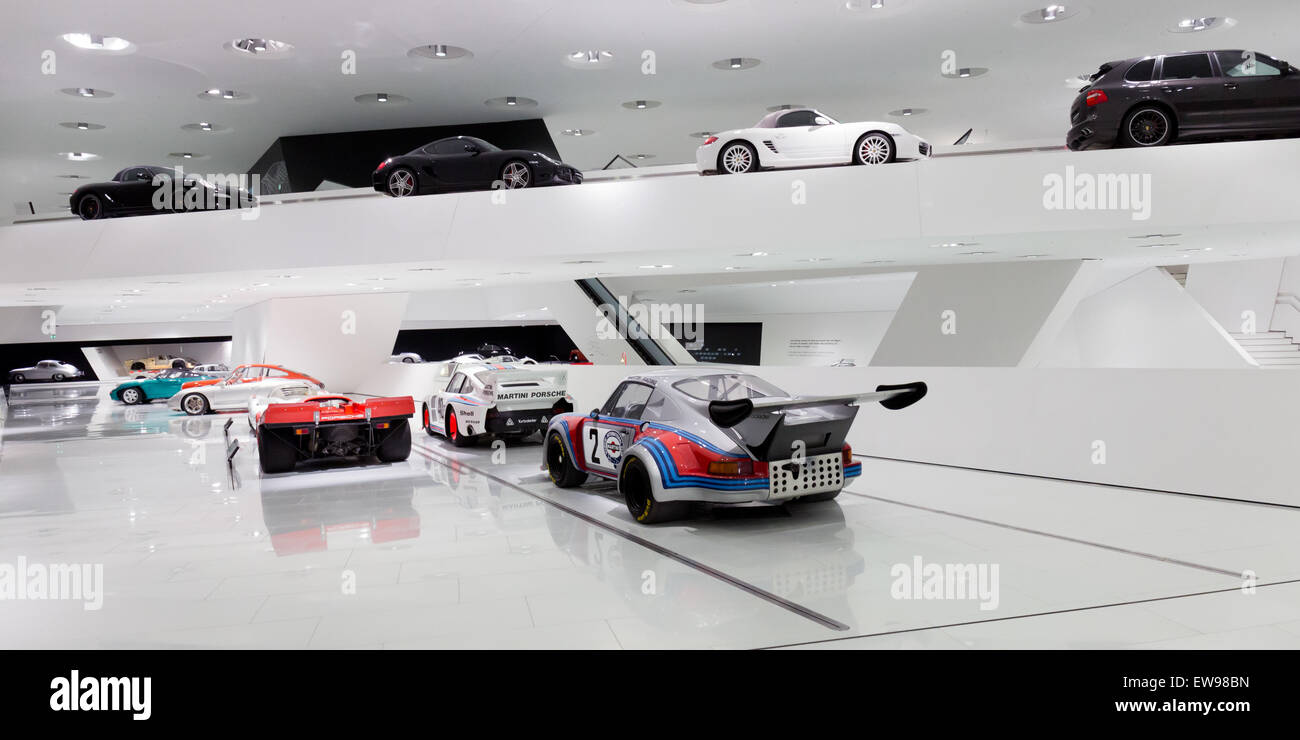 The Porsche Museum, located in Stuttgart, Germany, showcases a ...