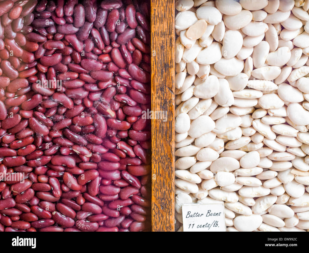 Red Beans display in an Antique Case Stock Photo - Alamy