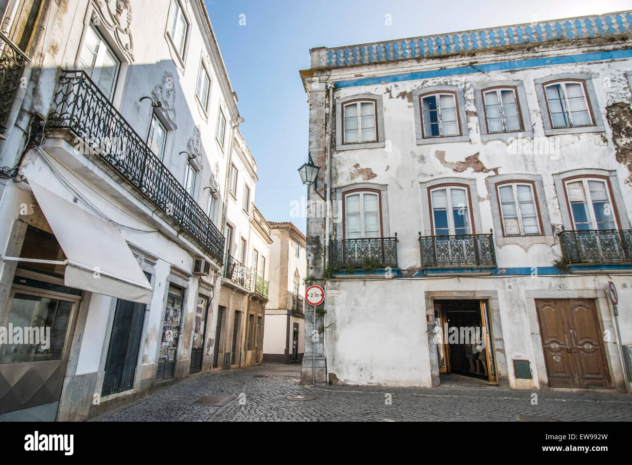 View of typical building architecture of the city of Beja, Portugal ...