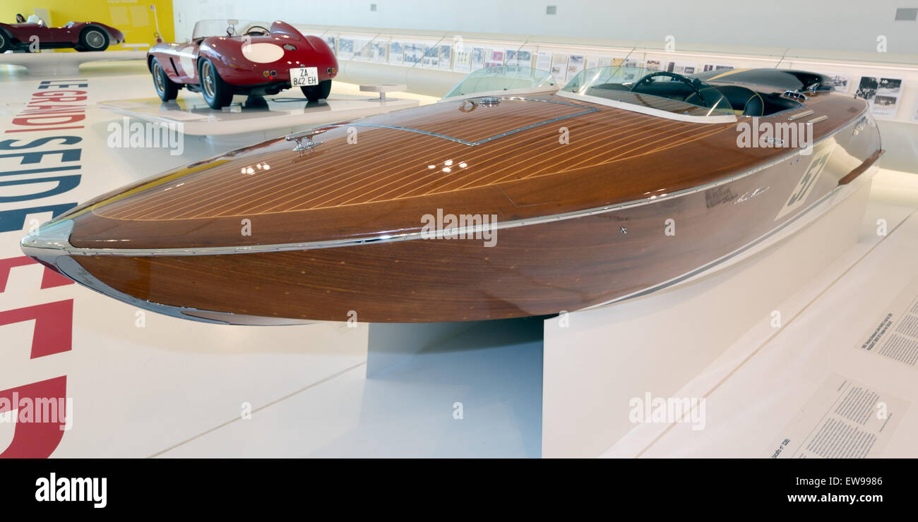 The 1963 San Marco-Maserati racing boat, displayed at the Enzo Ferrari ...
