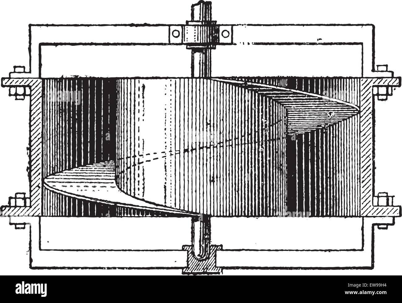 Helicoidal fan, vintage engraved illustration. Dictionary of words and ...