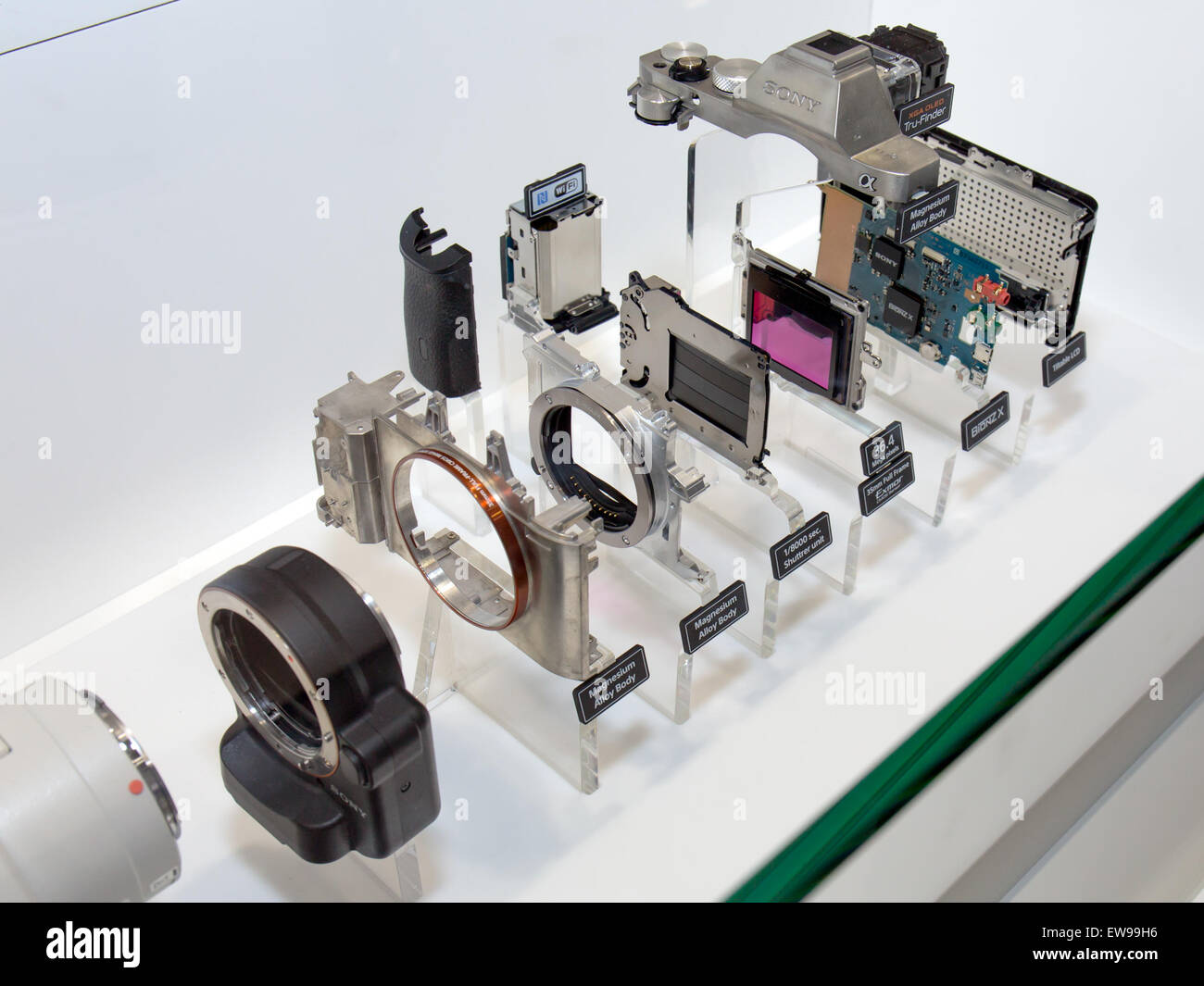 This image shows a Sony Alpha ILCE-7R camera taken apart in 2014 ...