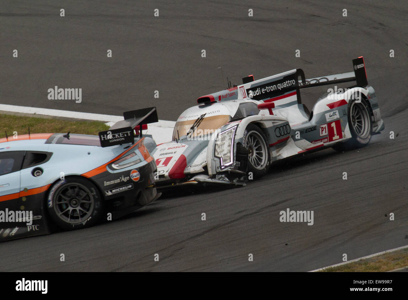 The 2012 collision between the Audi R18 and Aston Martin Vantage GTE at ...