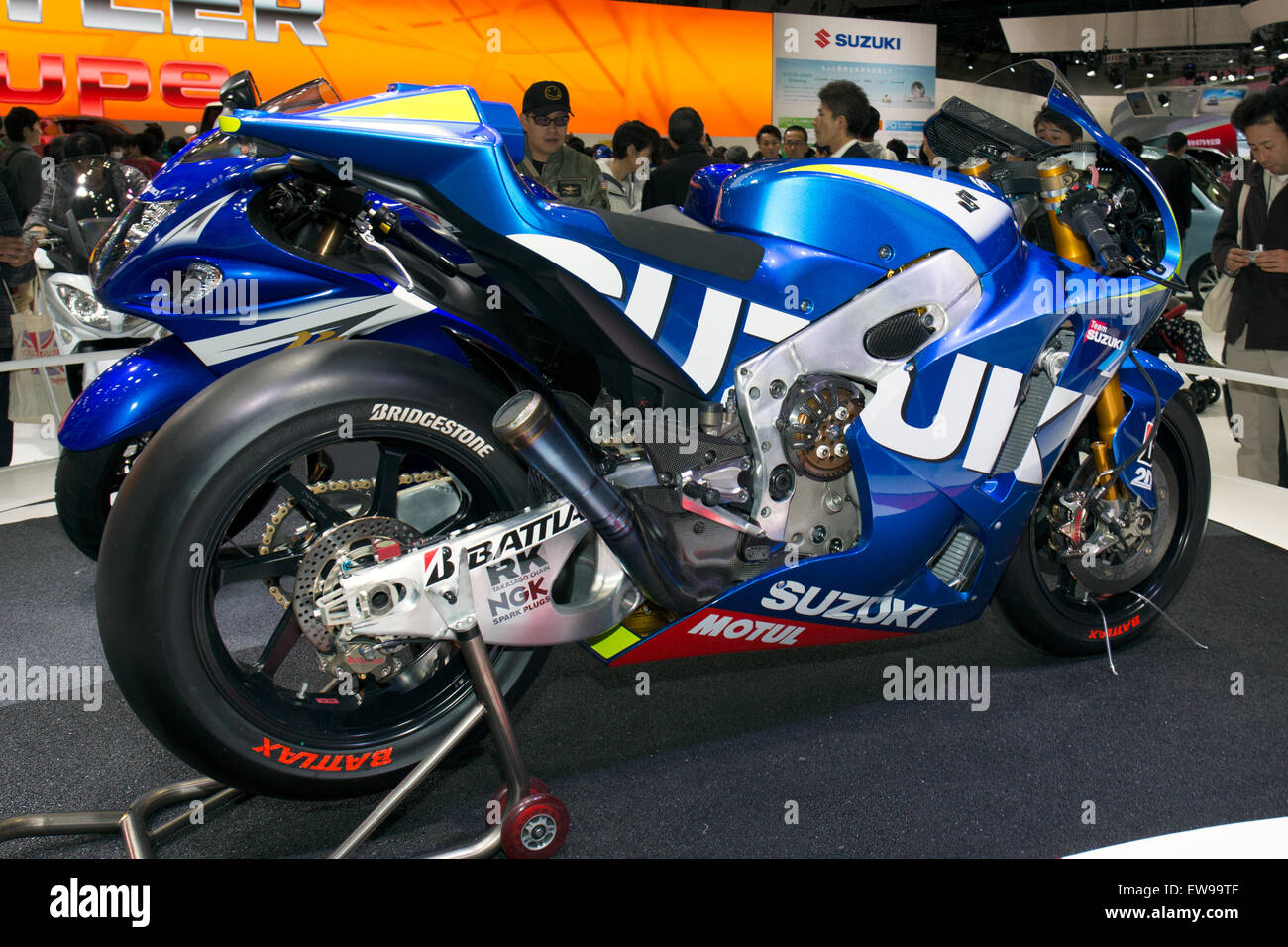 The 2013 Suzuki MotoGP test bike, displayed at the Tokyo Motor Show ...