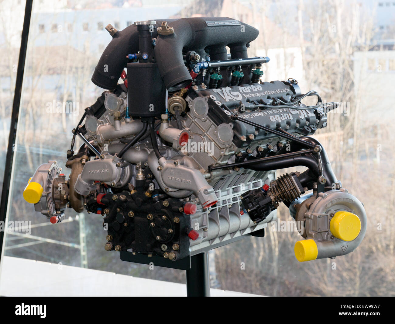 TAG TTE PO1 engine front-left Porsche Museum Stock Photo - Alamy