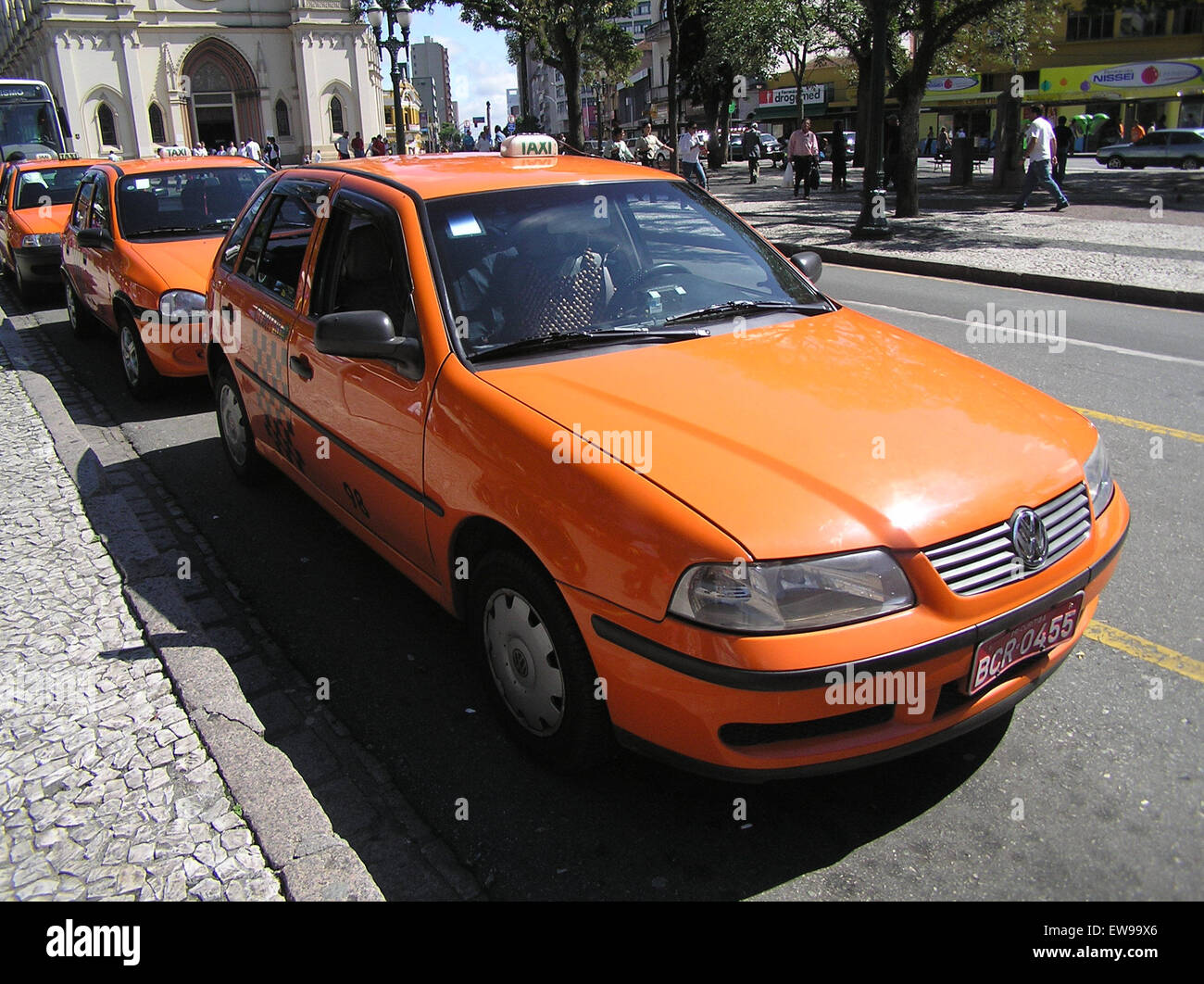 A taxi from Curitiba, Brazil, representing the city’s public ...