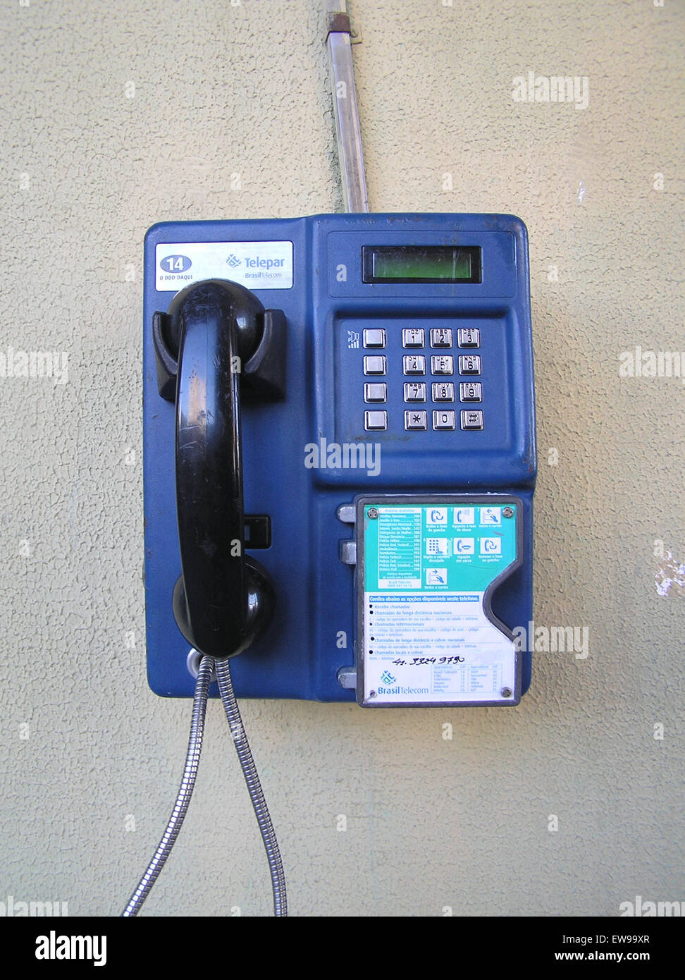 A photograph of a telephone booth in Curitiba, Brazil, showcasing the ...