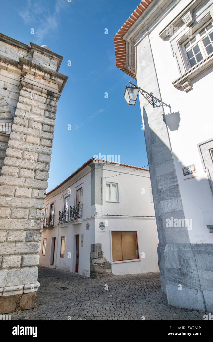 View of typical building architecture of the city of Beja, Portugal ...