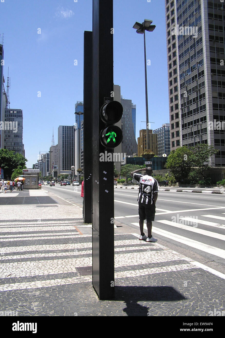 A photograph capturing the vibrant traffic lights of São Paulo, Brazil ...