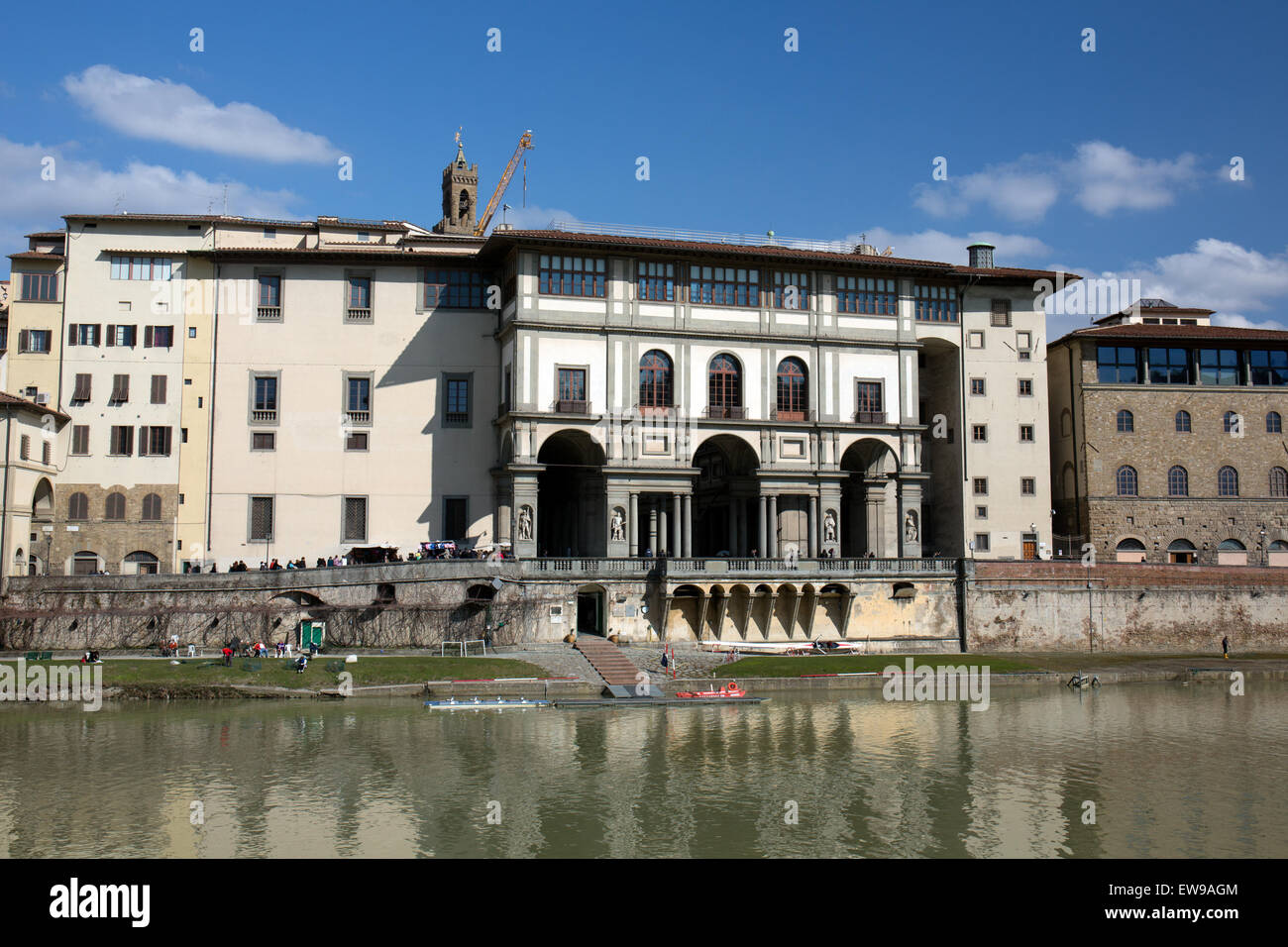 This image captures the Uffizi Gallery in Florence, Italy, as seen from ...