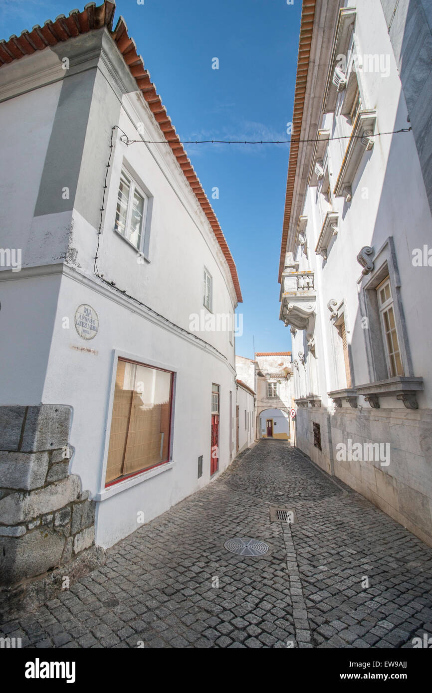 View of typical building architecture of the city of Beja, Portugal ...