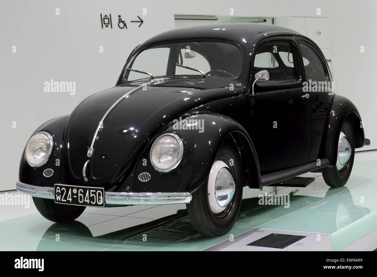 This classic Volkswagen Type 1, often known as the Beetle, is displayed ...