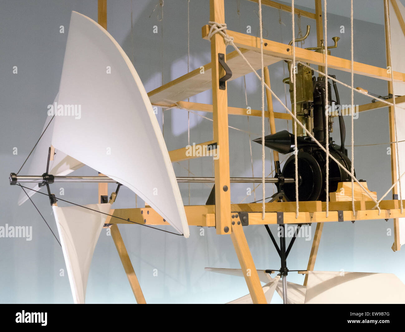 The image depicts the engine of the Wolfertsches Motor-Luftschiff, an ...