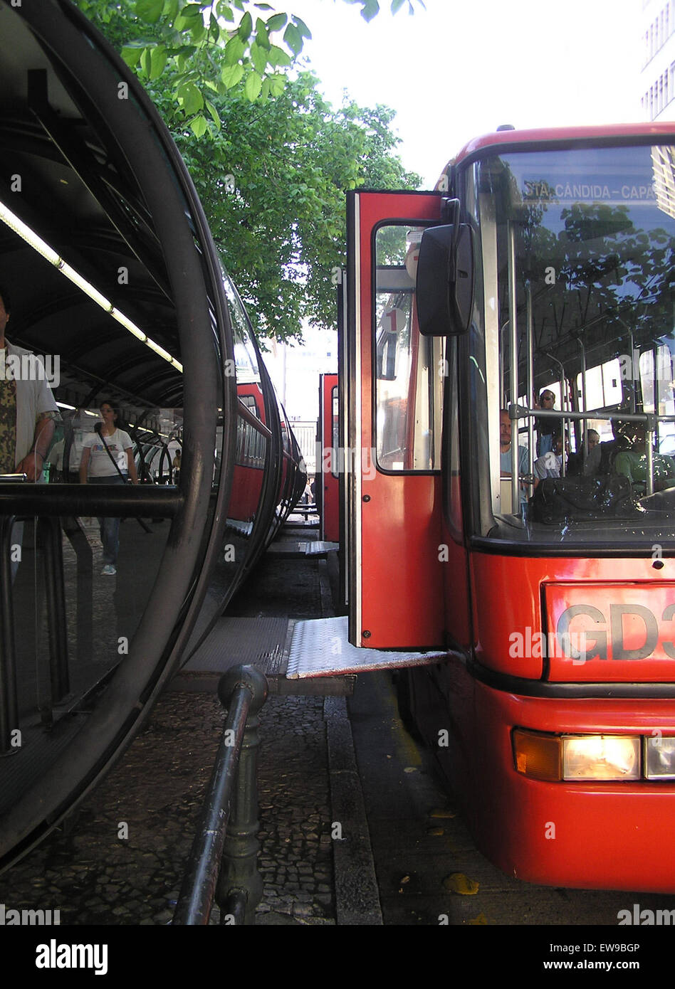 This image captures bus stops in Curitiba, Brazil, reflecting the city ...