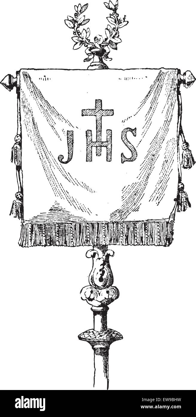 Labarum from constantin, vintage engraved illustration. Dictionary of ...