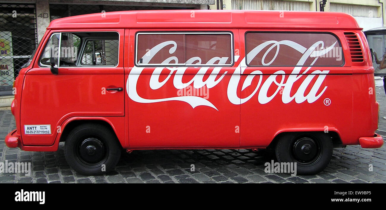 A Volkswagen Type-2 car branded with Coca-Cola, photographed in ...
