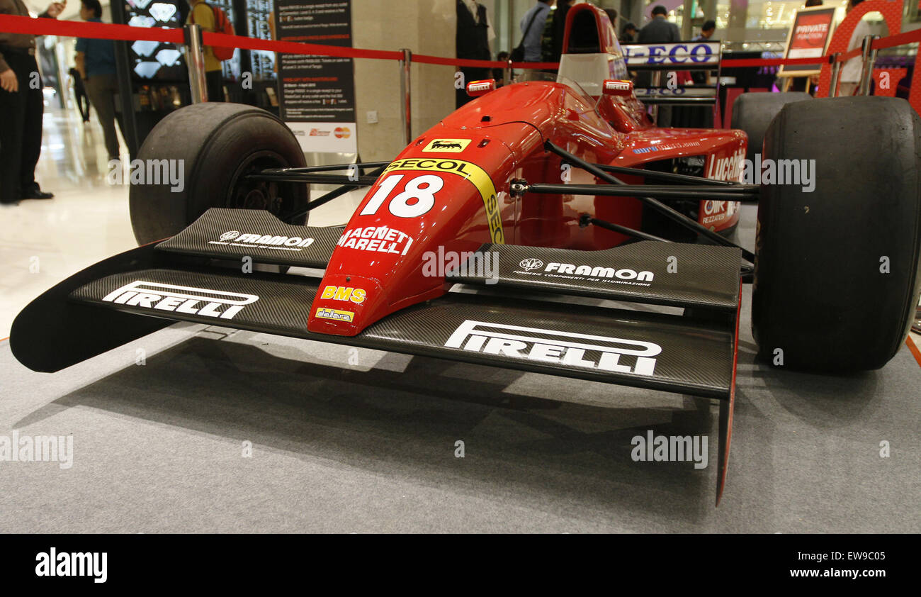 This image captures the Dallara 191 Formula car's front wing during a ...